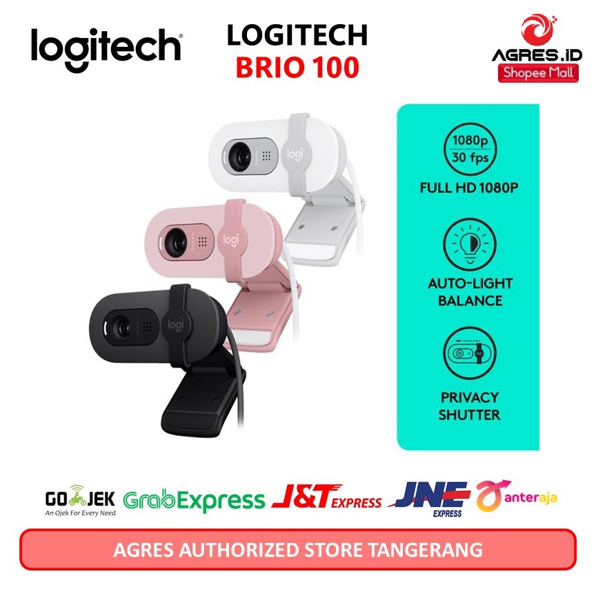 Jual Logitech Brio 100 Webcam Full HD Shutter Privacy & Built-in ...