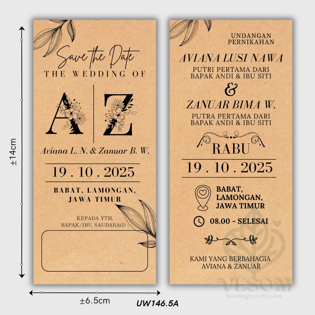 Jual Undangan Pernikahan Nikah Wedding Kartu Rustic Simple Aesthetic ...