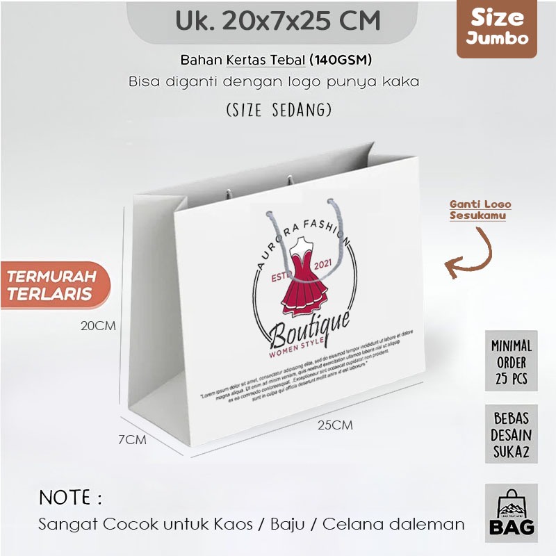 Jual (CUSTOM) Paper Bag Kado CUSTOM LOGO / PapperBag Jumbo Bebas Desain ...