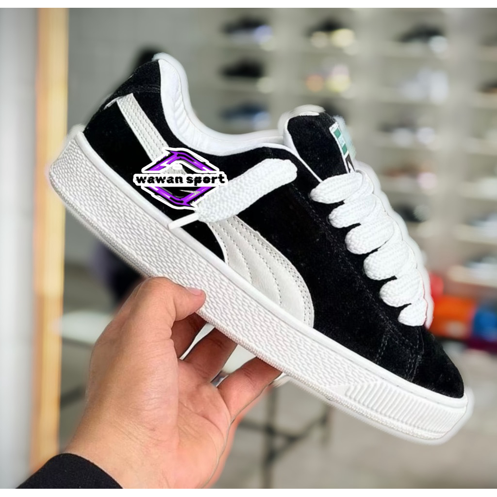 Jual sepatu sekolah suede xl hitam putih dan full black 36-43 | Shopee ...