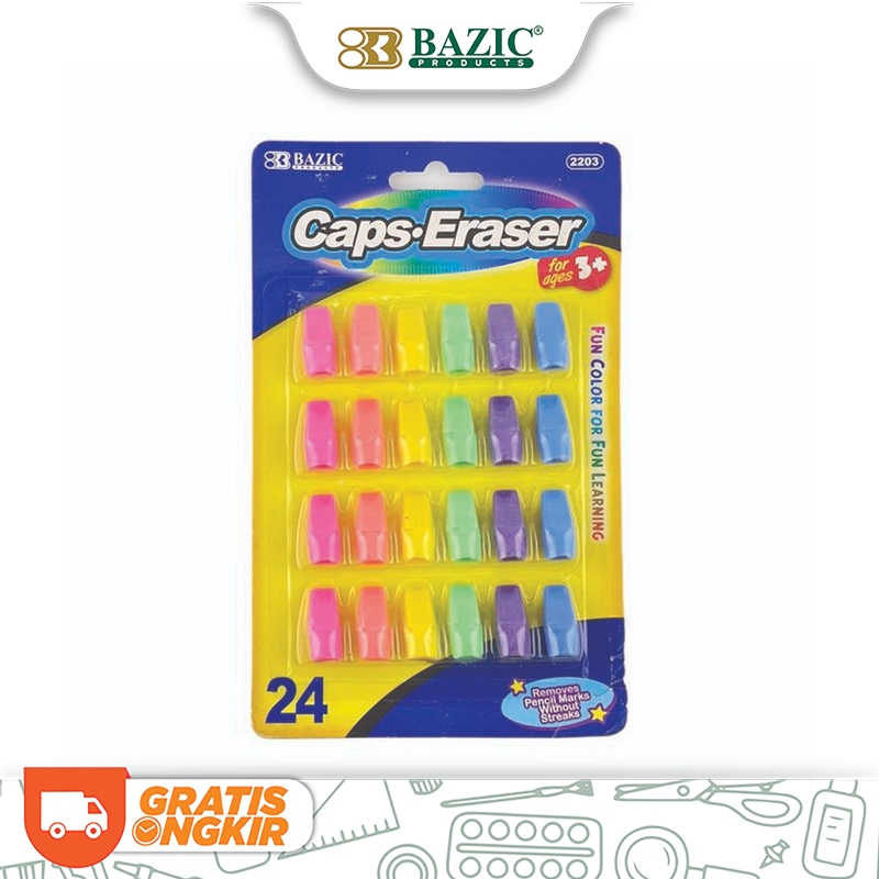 Jual Bazic Caps Eraser 24 Pcs - Penghapus Tutup Pensil | Shopee Indonesia