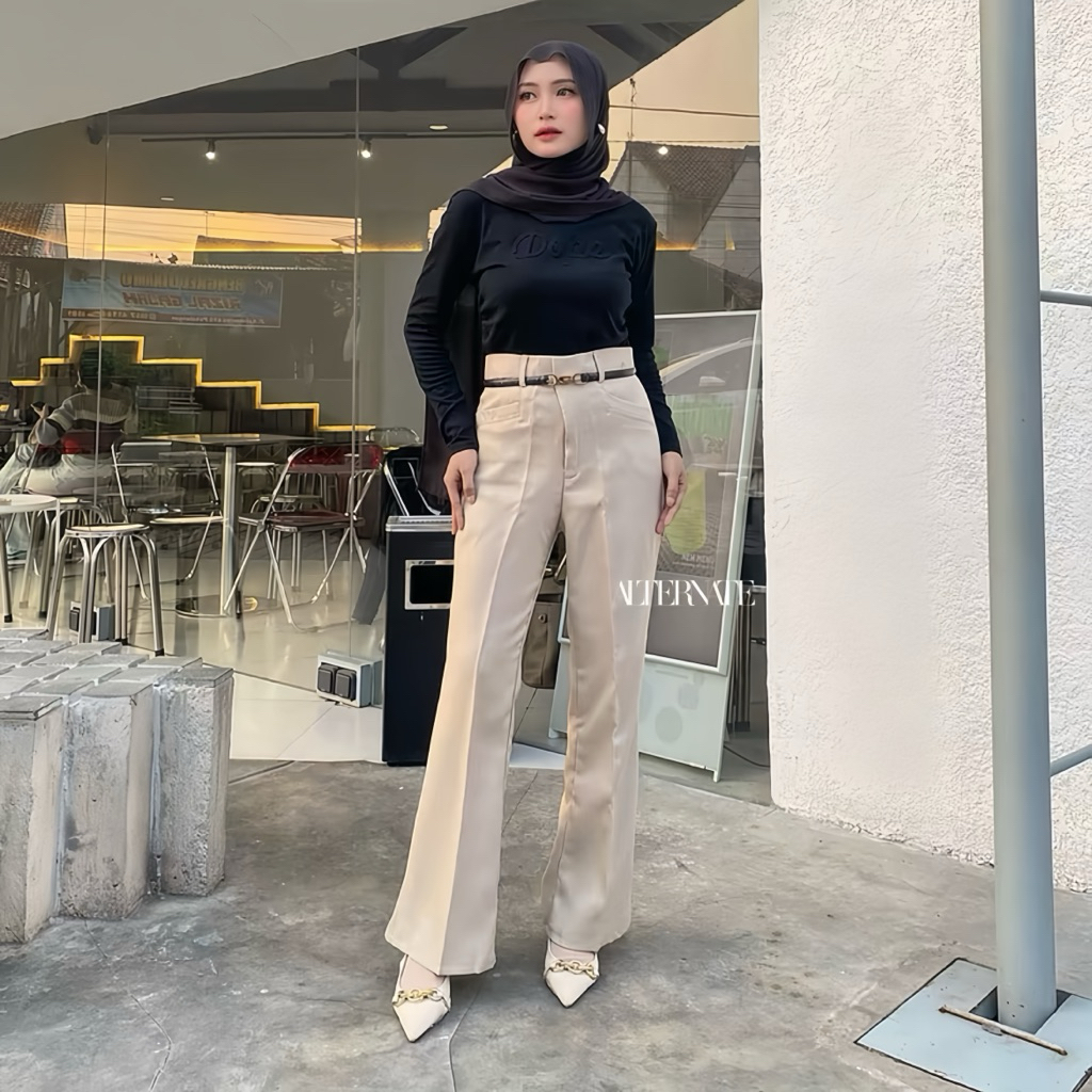 Jual Cutbray Highwaist Pants - Celana Cutbray Pinggang Highwaist Bahan ...