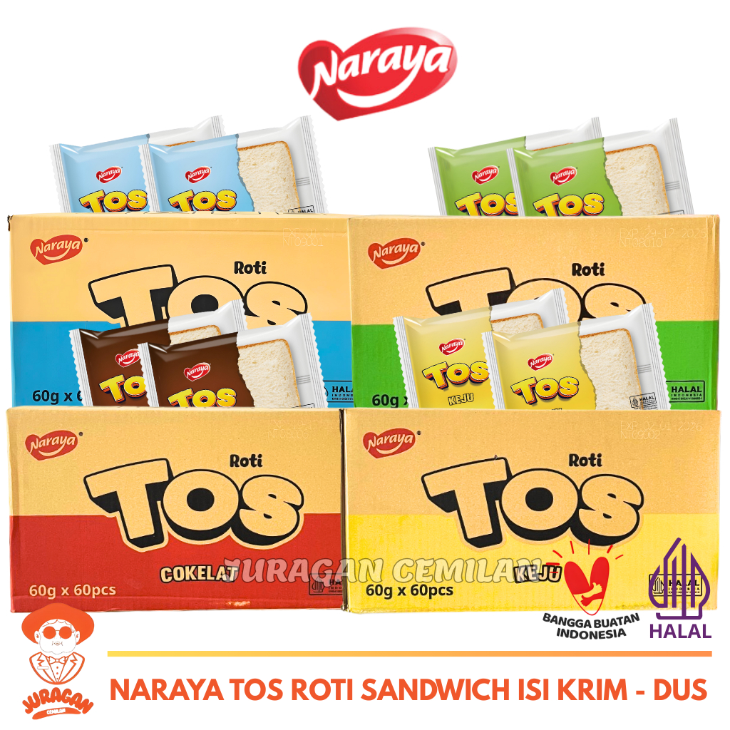 Jual Naraya Tos Roti Sandwich Isi Krim Cokelat,Keju,Vanilla Dan Pandan ...