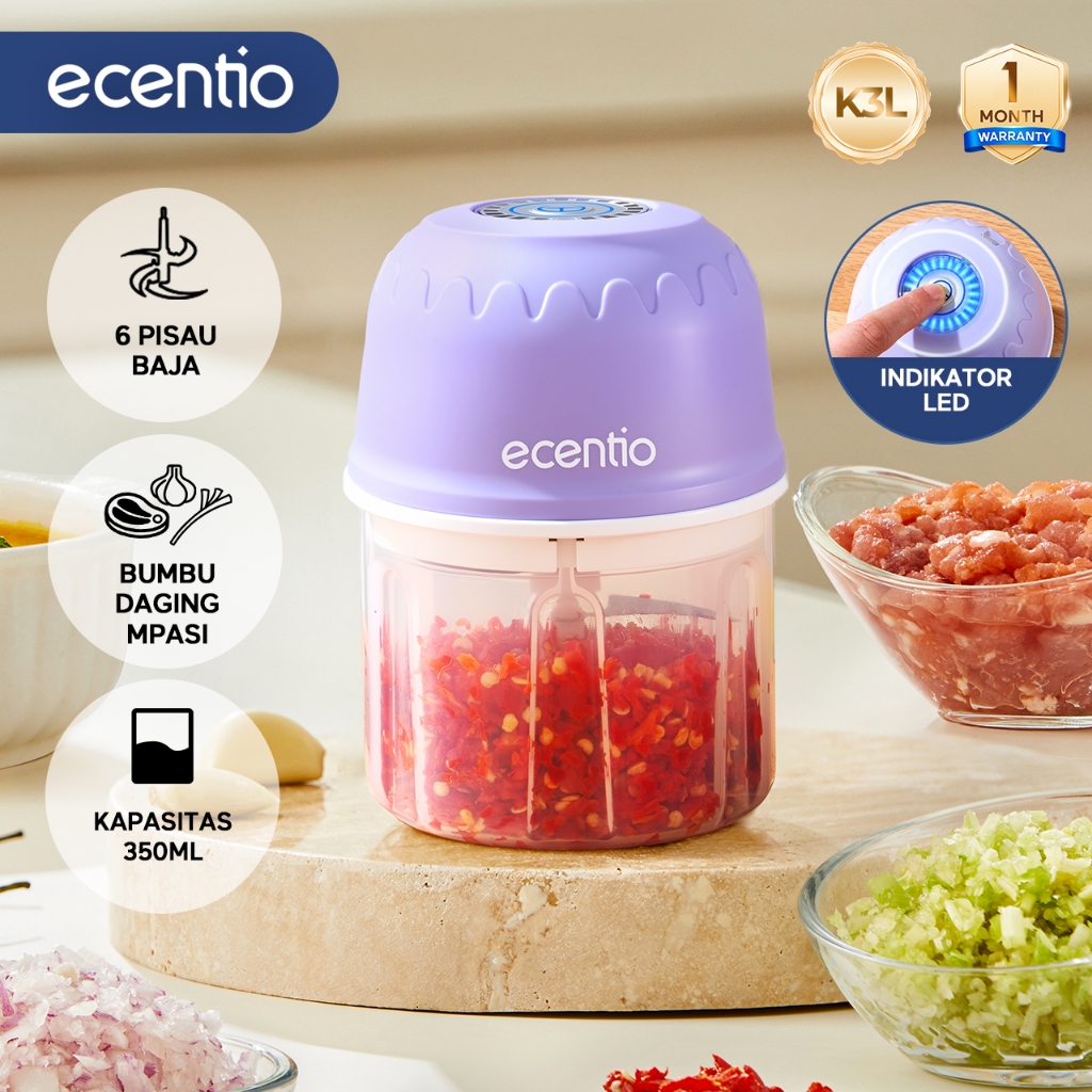 Jual ecentio Mini Food Processor 350ML Mini Chopper 6 Pisau Portable ...