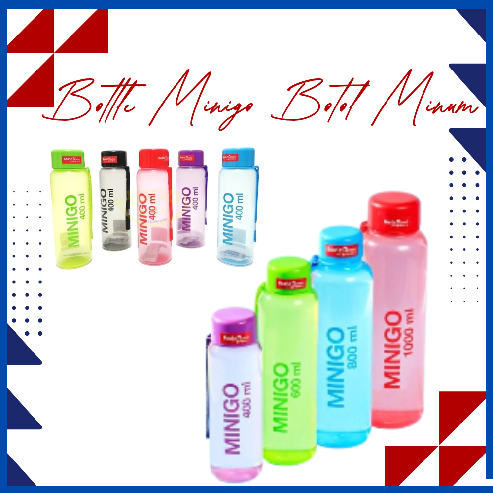 Jual Minigo Bottle 400ML Botol Air MInum Free Tali Botol Minum Sporty ...
