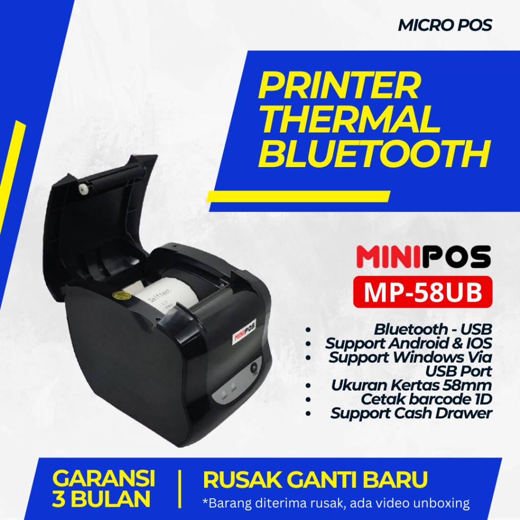 Jual Minipos MP 58 UB Thermal Printer - USB & Bluetooth - Printer Kasir ...