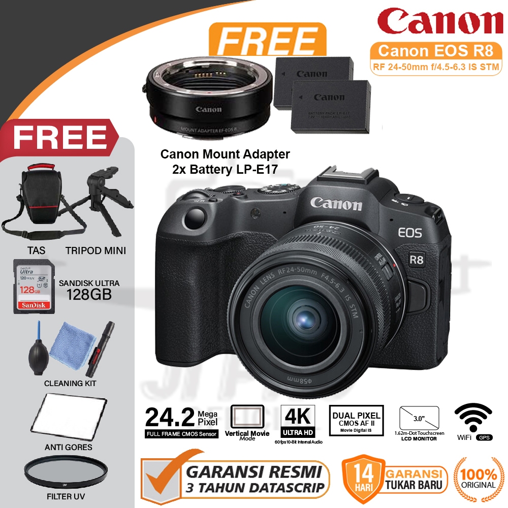 Jual Canon EOS R8 kit 24-50mm IS STM Mirrorless Digital Camera Garansi ...