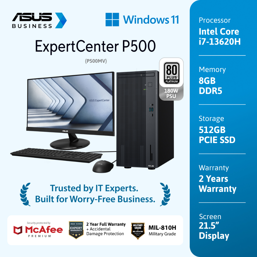 Jual ASUS ExpertCenter P500 Mini Tower P500MV-785033WS (i7-13620H/8GB ...
