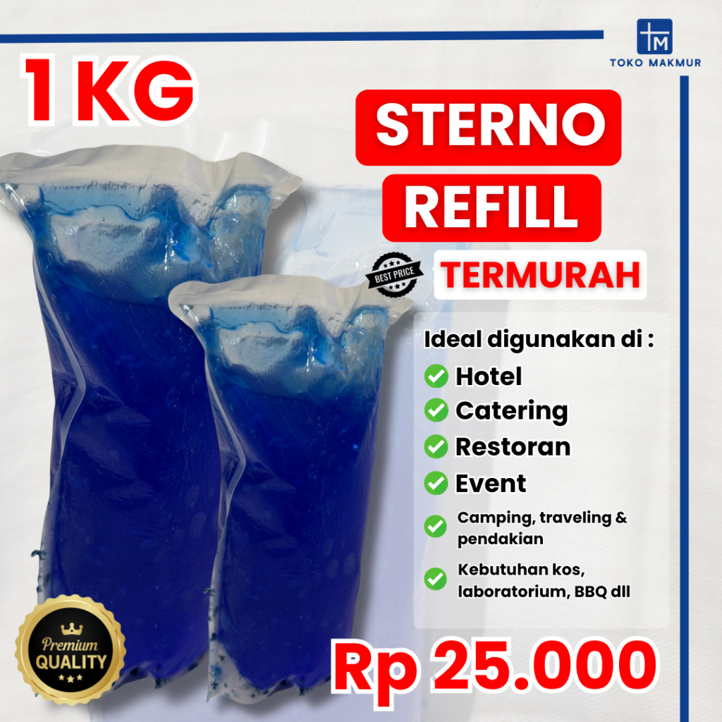 Jual Sterno Gel Refill 1Kg Biru – Bahan Bakar Jelly Pemanas Makanan ...