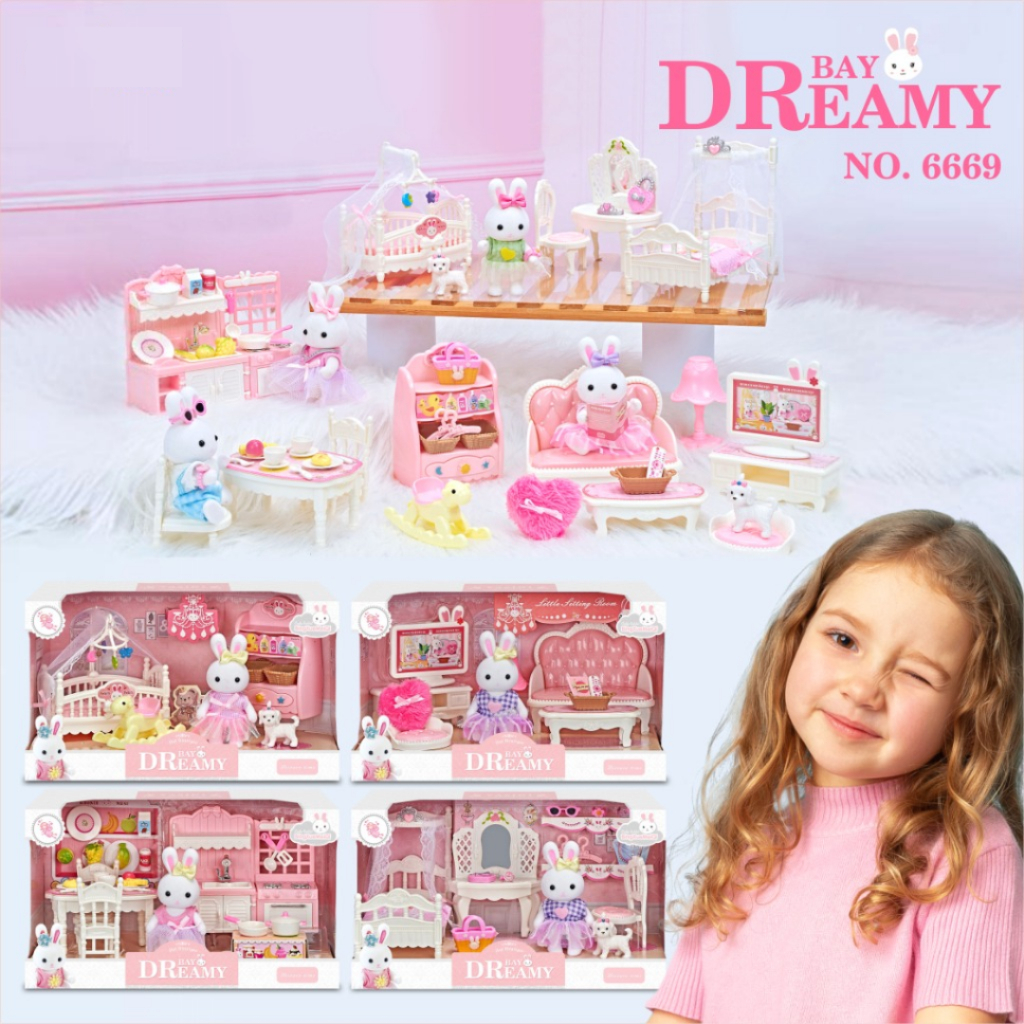 Jual Dreamy Bay Yasini Kaidi Rabbit Series Happy Home Set Mainan ...