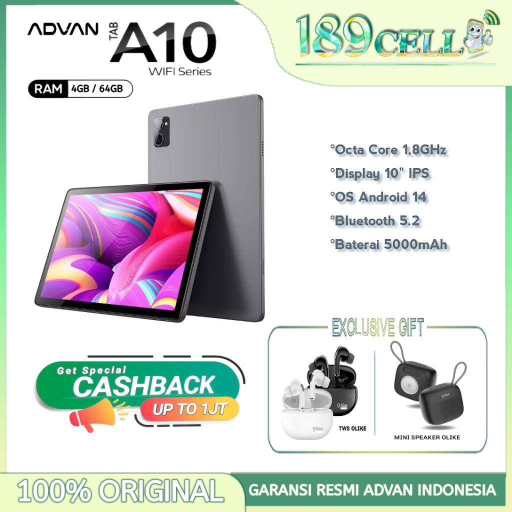 Jual Advan Tab A10 WIFI [4/64GB] - 10.1 IPS Screen Tablet - Garansi ...