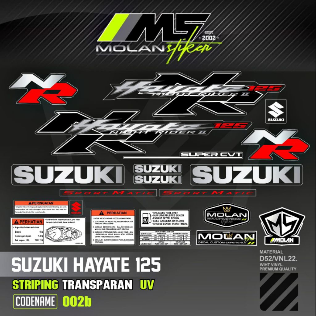 Jual Decal Sticker Striping Variasi Transparan Uv Suzuki Hayate NR 2 ...