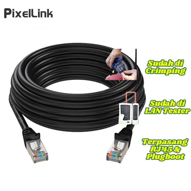 Jual PixEILink 1000Mbps 80-130M Kabel Ethernet berlapis emas Cat6 RJ45 ...