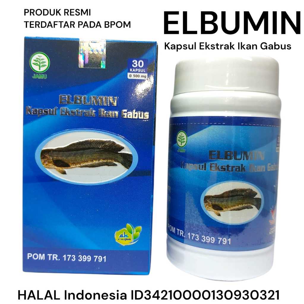 Jual Elbumin Kapsul Extrak Ikan Gabus 500mg isi 30 kapsul / EL BUMIN ...