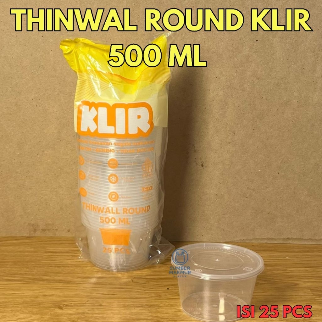 Jual Thinwall KLIR 500ml Round Datar - ANTI PECAH -Kotak makan - Kotak ...