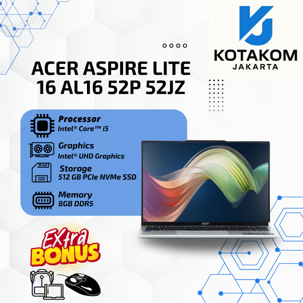 Jual Laptop Acer Aspire Lite 16 AL16-52p-52JZ i5 Gen 13 | RAM 8GB SSD ...