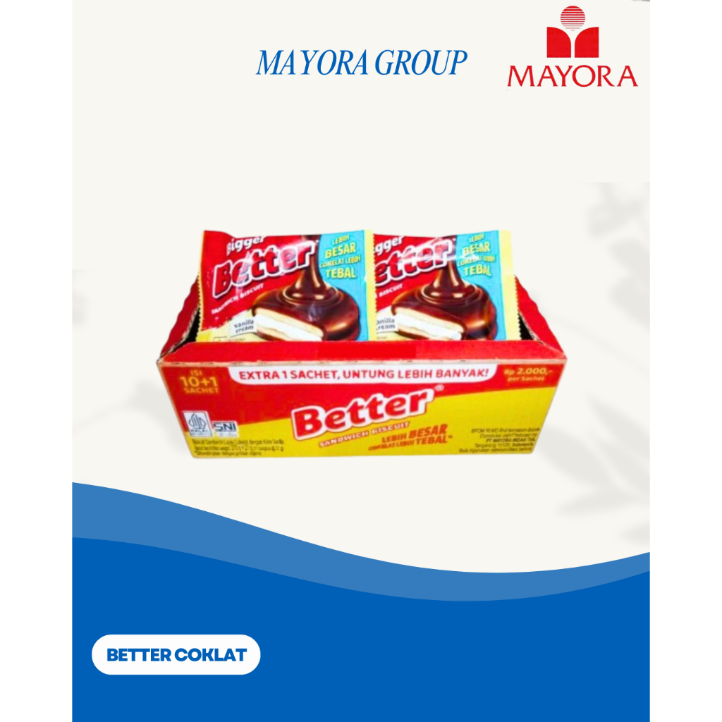 Jual Better Sandwich Biscuit – Biskuit Isi Krim Vanilla & Caramel, Lebih Besar Tebal, 10+1 ...
