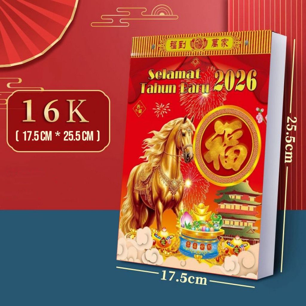 Jual Kalender Harian Indonesia 2026 Tahun Kuda Kalender Sobek Import ...