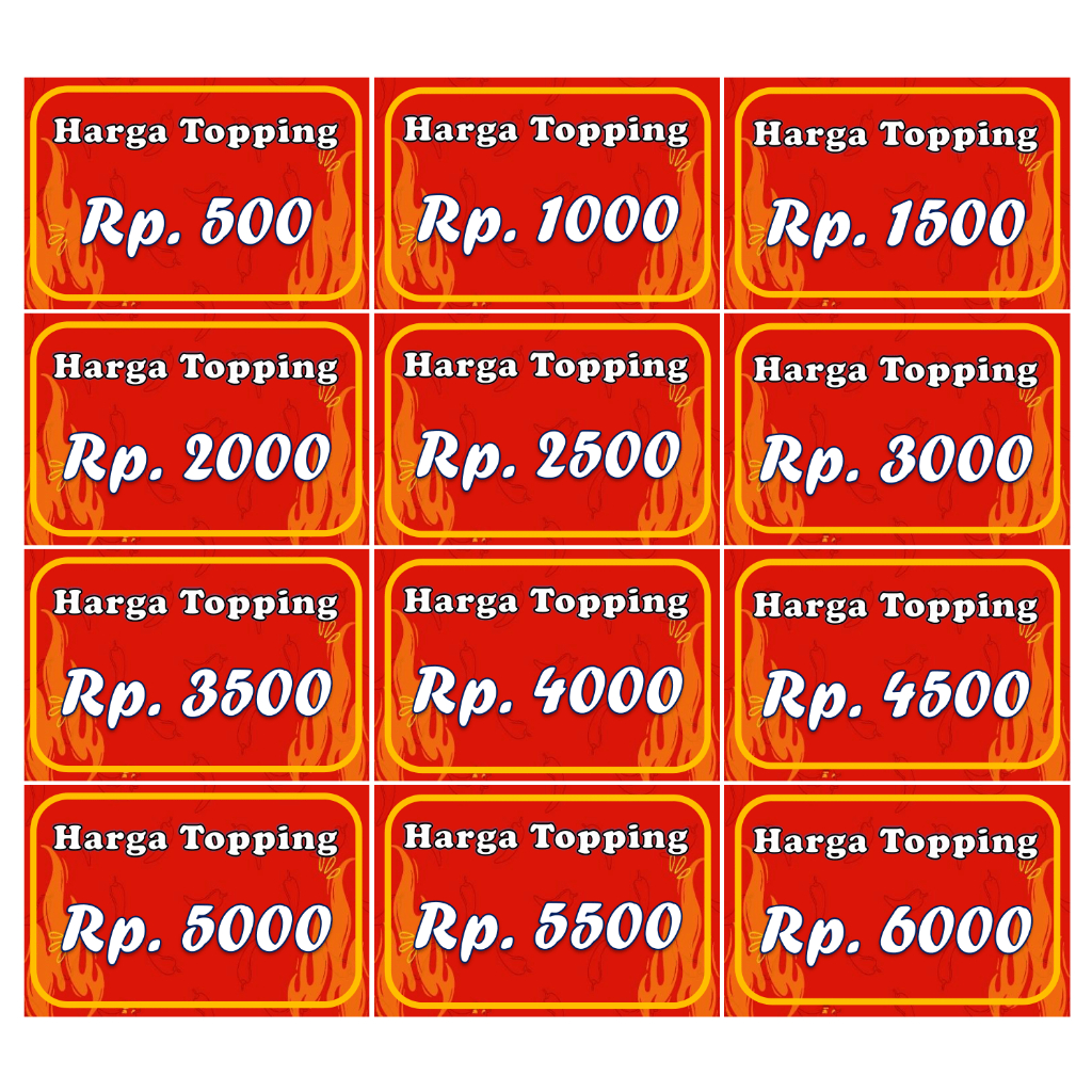 Jual Daftar Harga Topping Seblak + Laminating | Shopee Indonesia