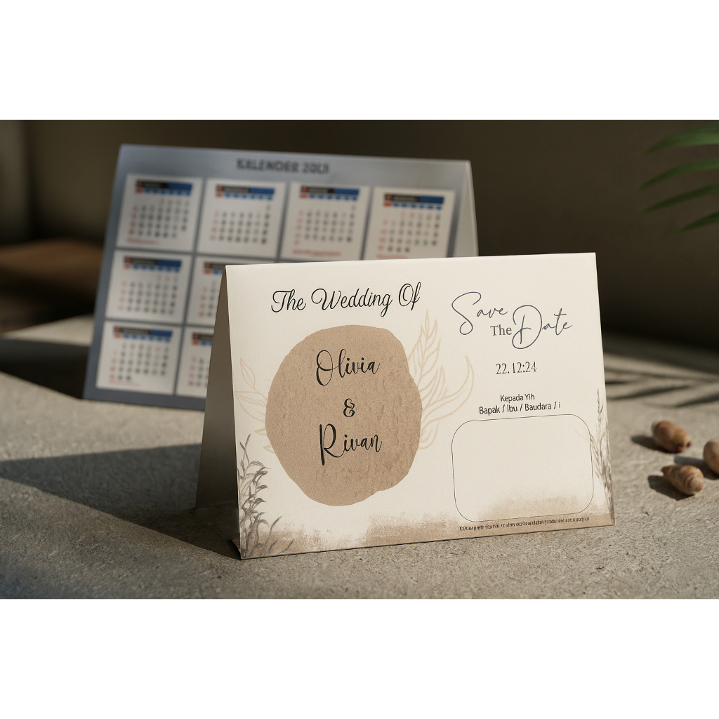 Jual Undangan Pernikahan Tipe kalender Duduk, Rustic, Elegan, Unik ...