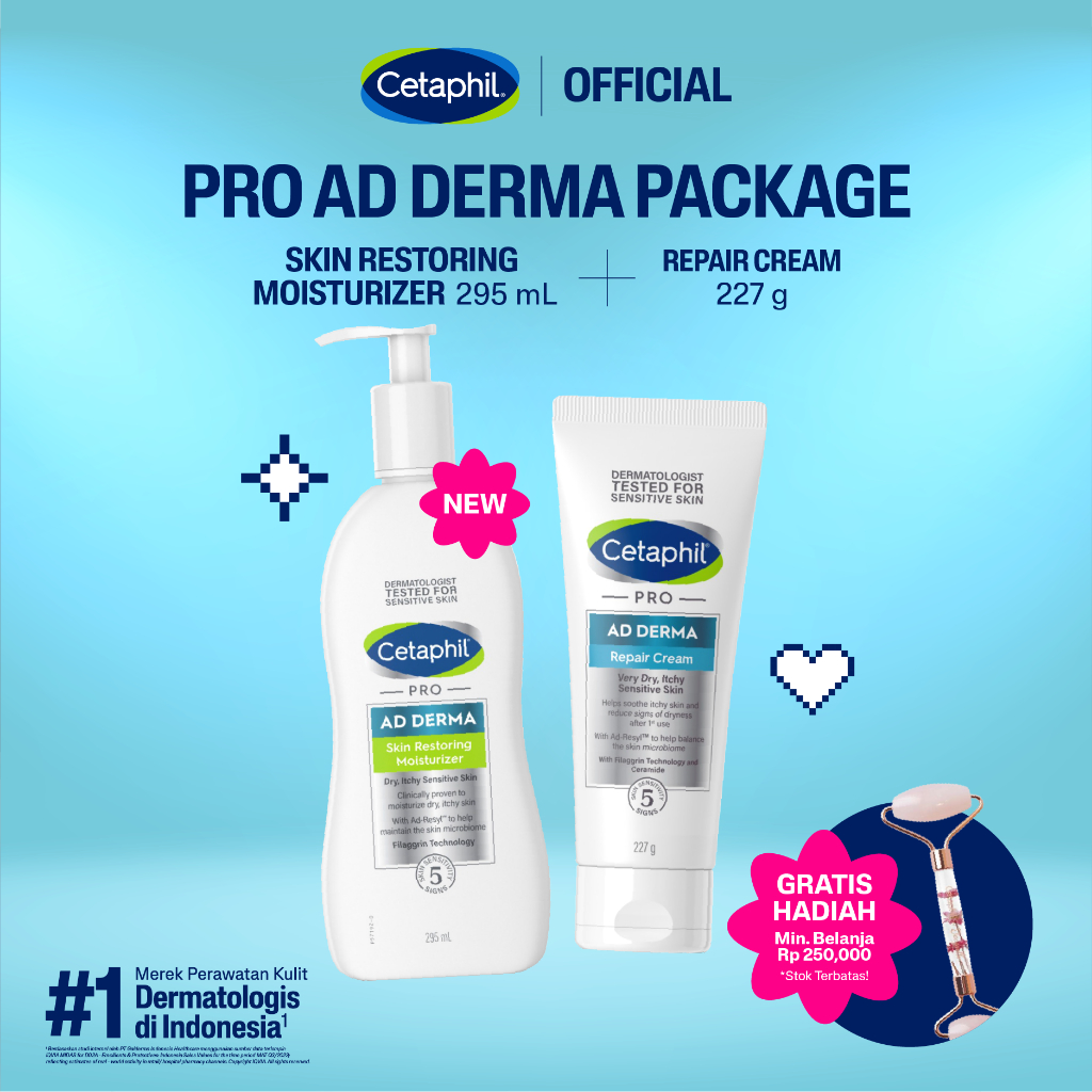 Jual Cetaphil Pro AD Derma Repair Cream 227g + Restoring Moisturizer ...