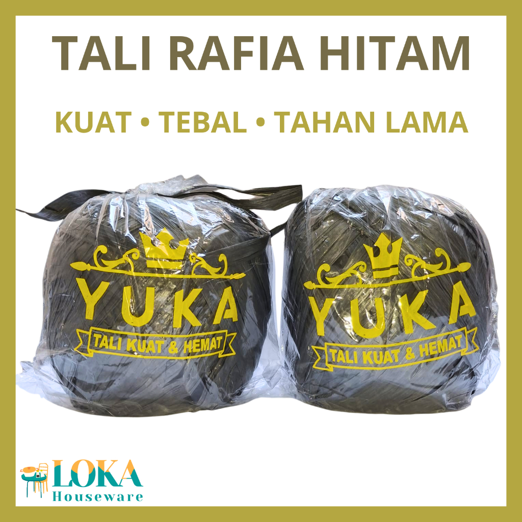 Jual Tali Rafia Hitam Yuka / Tali Plastik Rapia Kuat | Shopee Indonesia