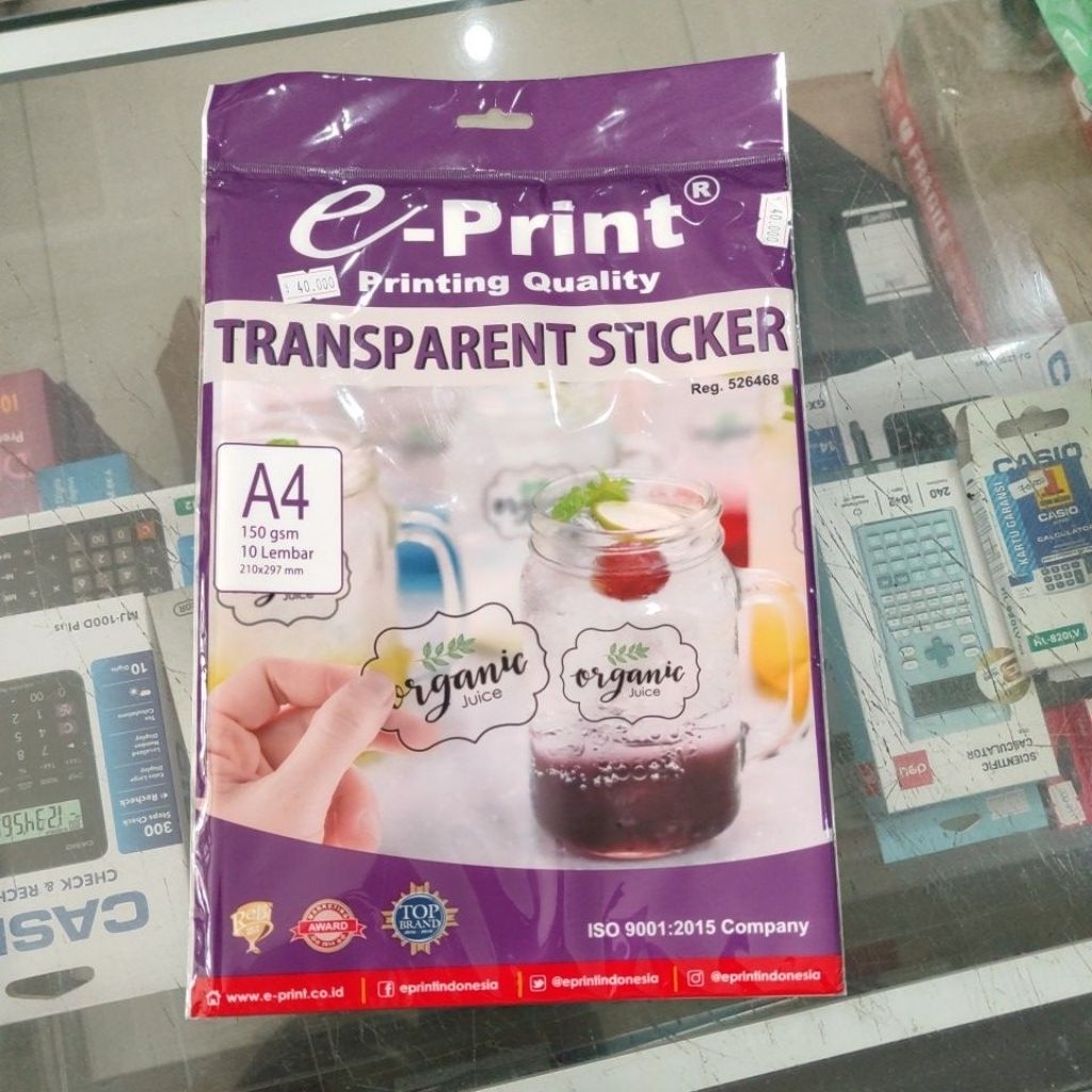 Jual Stiker Transparan E-print Transparent Sticker A4 150gsm 10 lembar ...
