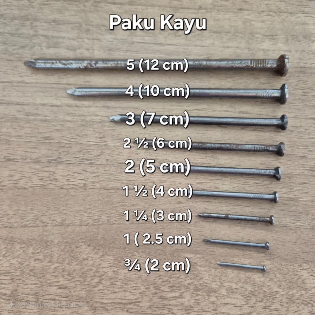 Jual Paku kayu atau paku triplek ukuran 2 sampai 12 cm harga per 100 ...