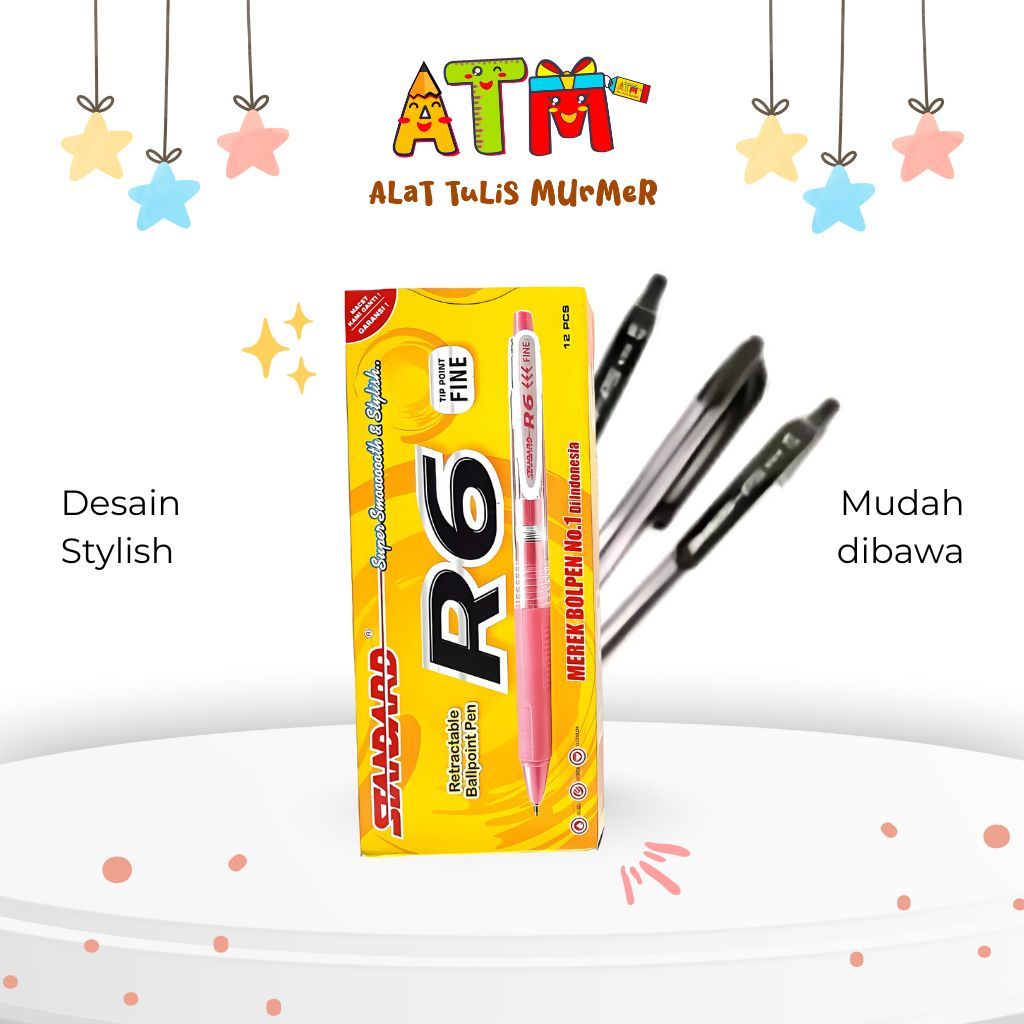 Jual Pulpen Hitam/Ballpoint/Standard R6 Black | Shopee Indonesia