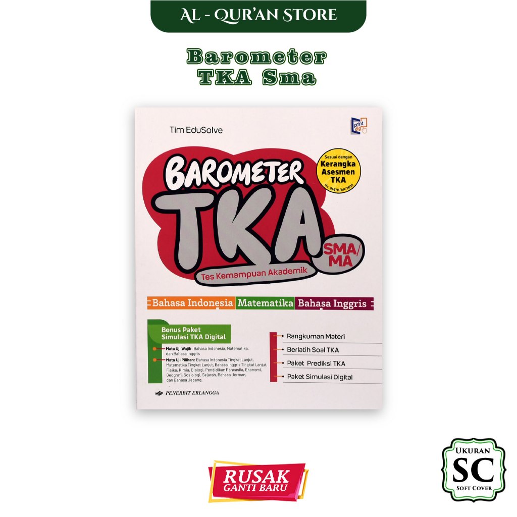 Jual Erlangga Barometer TKA SMA 2025 Mata Pelajaran Wajib Prediksi Soal ...
