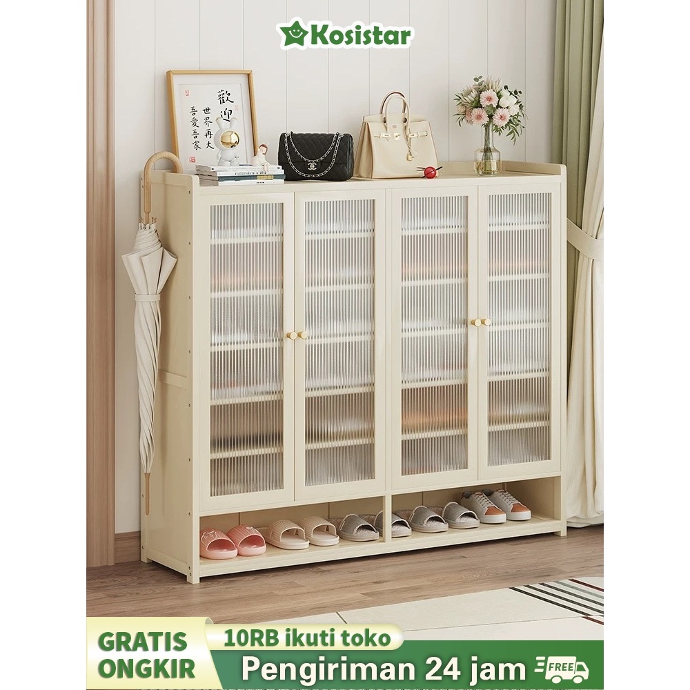 Jual Kosistar Rak Sepatu Bambu Tertutup Minimalis Estetik Kabinet ...