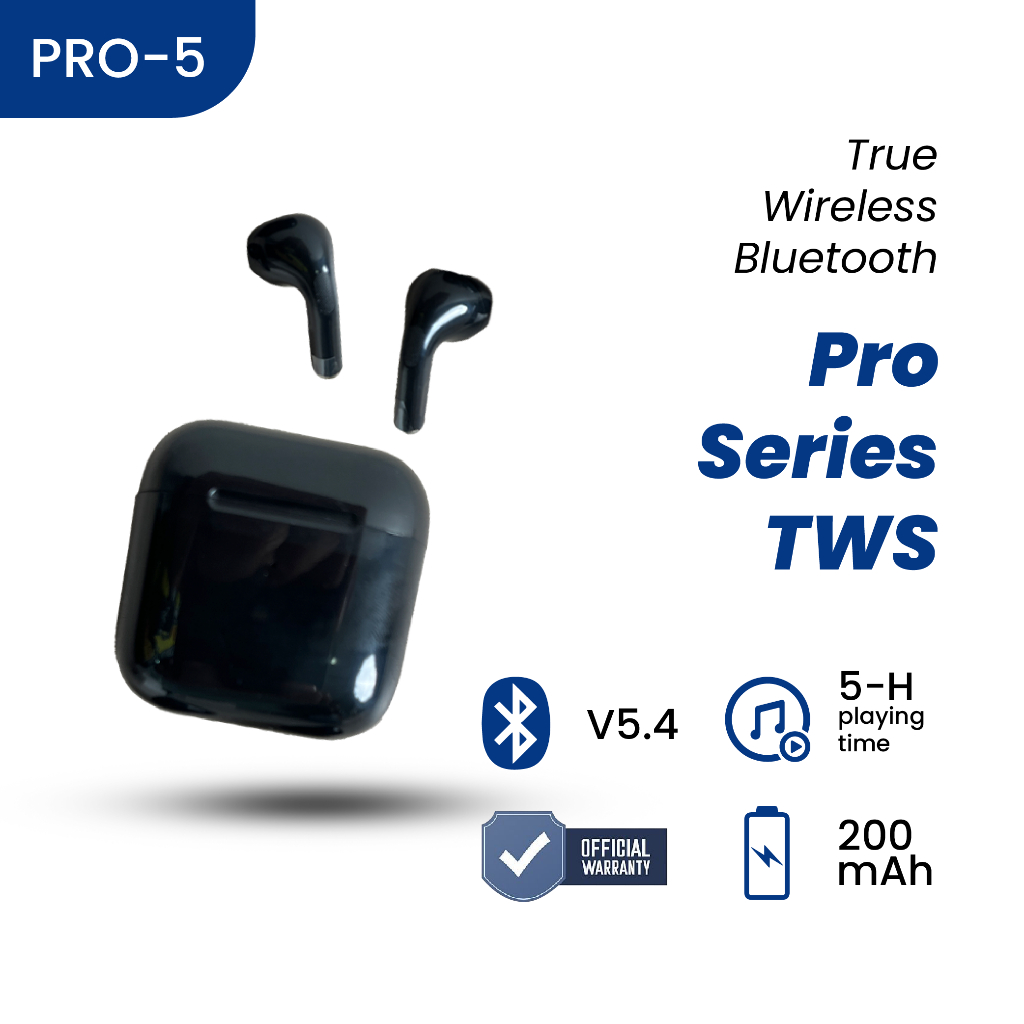 Jual Headset Bluetooth PRO-5 TWS – Pro Series, Bluetooth 5.4, 200mAh, 5 ...