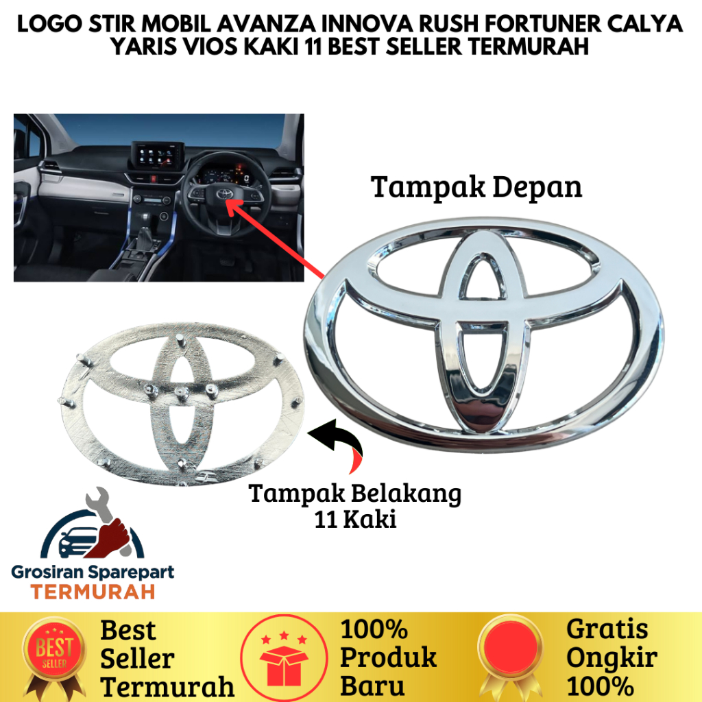 Jual Logo Stir Mobil Avanza Innova Rush Fortuner Calya Yaris Vios Kaki ...