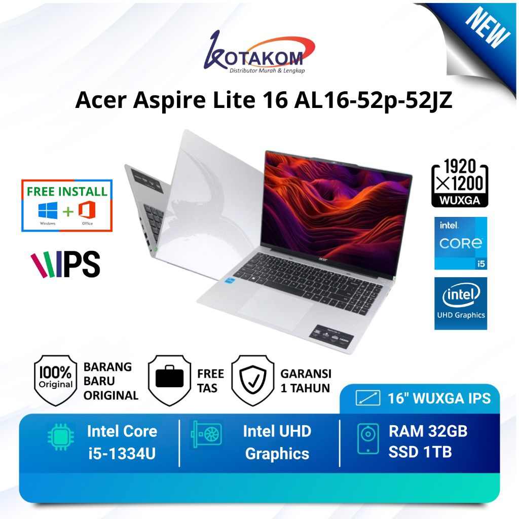Jual Laptop Acer Aspire Lite 16 AL16-52p-52JZ Intel Core i5-1334U RAM ...