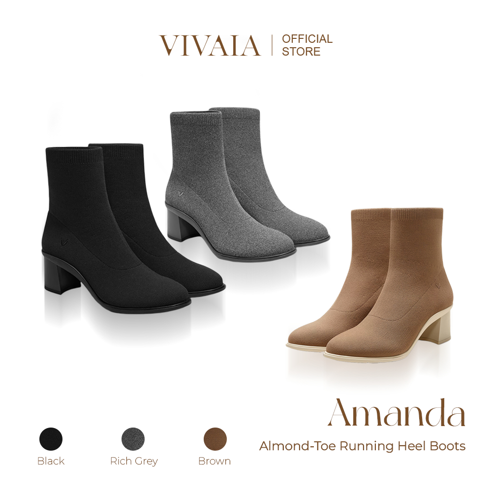 Jual VIVAIA Sepatu Wanita Almond-Toe Running Heel Boots (Amanda ...