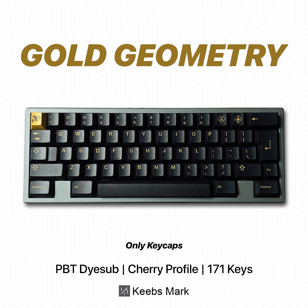 Jual Gold Geometry Keycaps PBT Dyesub 171 Keys Cherry Profile ...