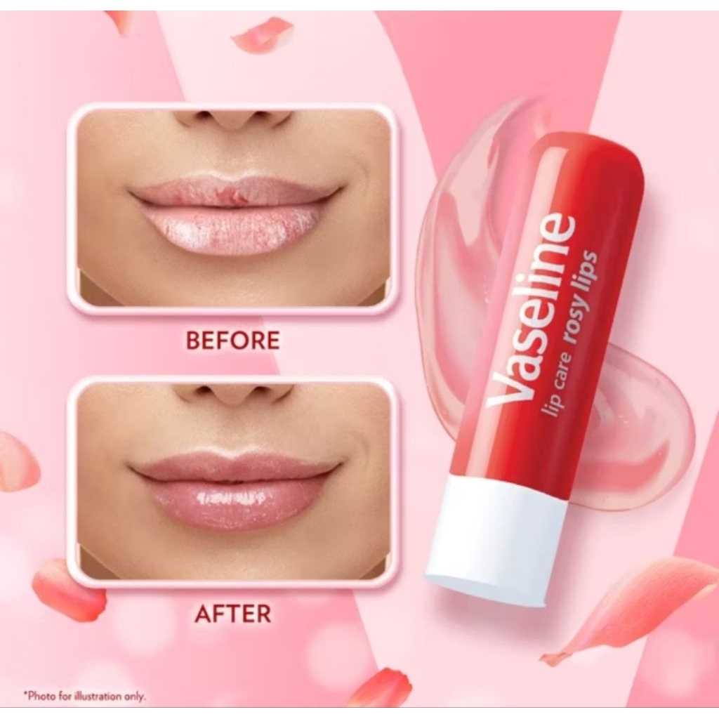 Jual { COD } Vaseline lip care rosy lips 48 hours moisturization ...