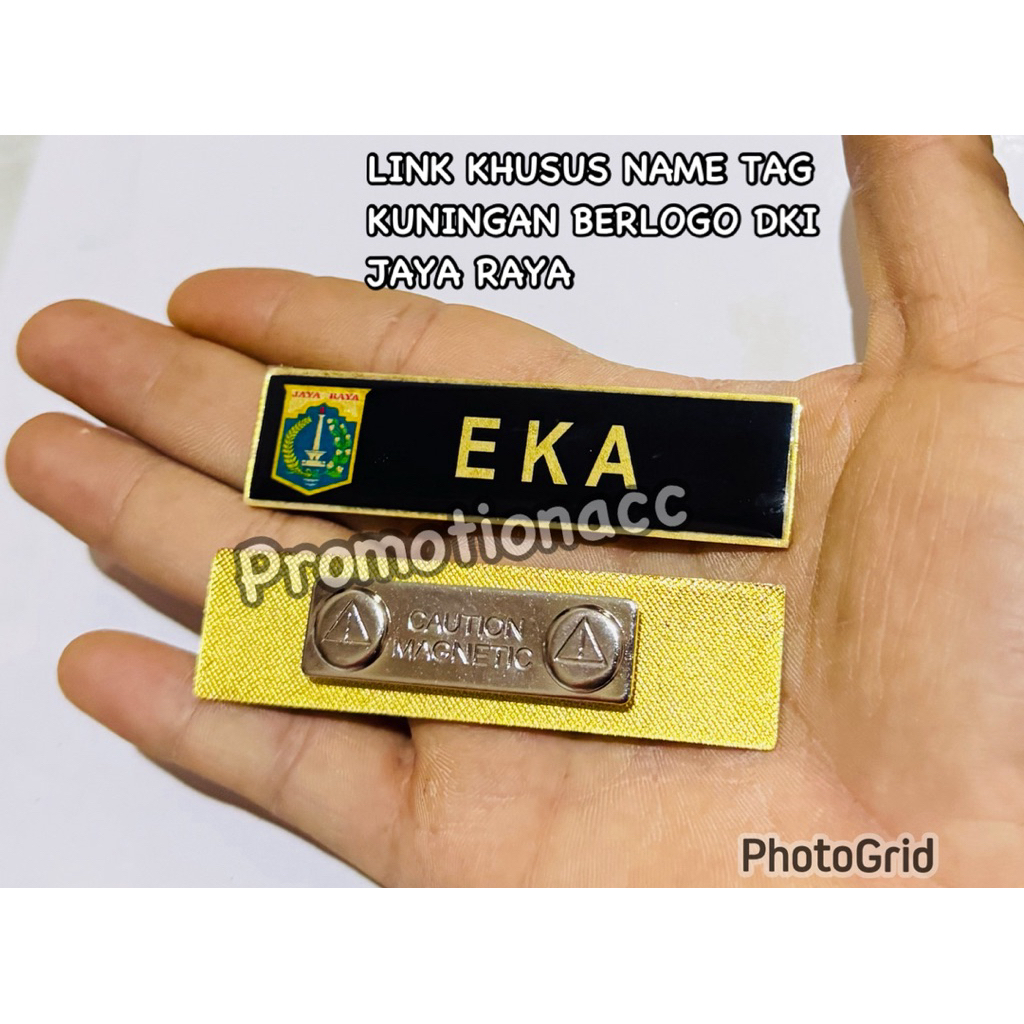 Jual Name Tag Kuningan / Nama Dada Kuningan Berlogo DKI JAYA RAYA 2cm x ...