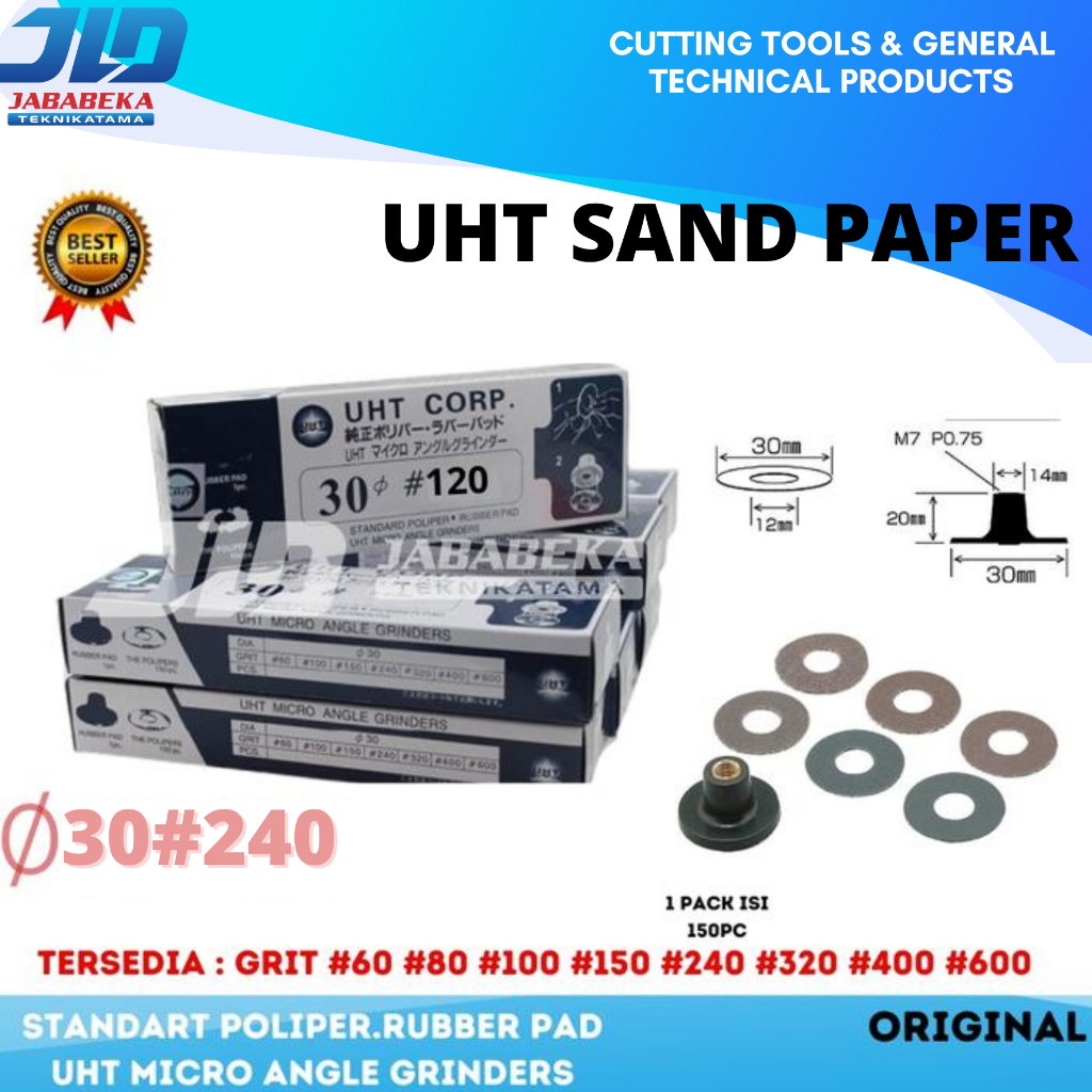 Jual UHT Sand Paper #240 Dia. 30 mm Amplas Kertas Bulat Poliper Pad ...