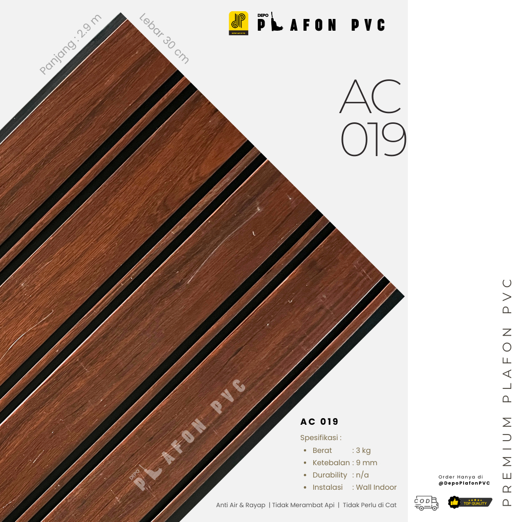 Jual PVC Wall Panel Lebar 30 cm AC 019 | Shopee Indonesia