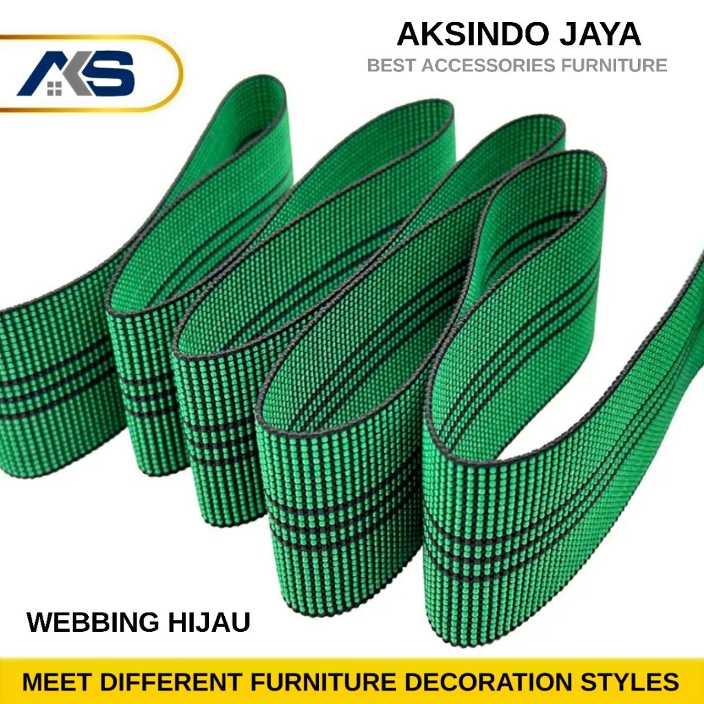 Jual WEBBING SOFA HIJAU / WEBBING ELASTIK 1 ROLL 25 METER / WEBBING ...