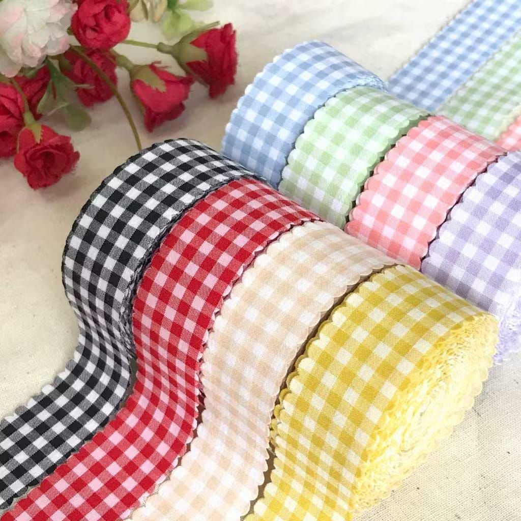 Jual 1 YARD - PITA KOREA MOTIF KOTAK / PITA KOTAK GERIGI / PITA BAHAN ...