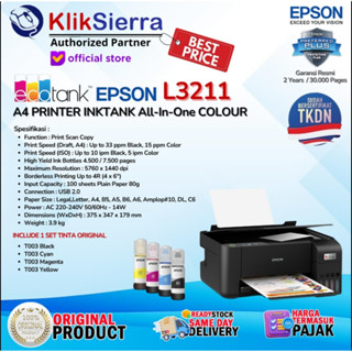 Jual EPSON EcoTank L3211 L-3211 Printer TKDN A4 InkTank All-In-One ...