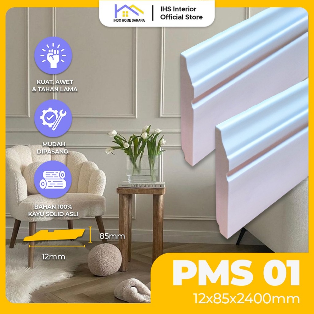 Jual Wall Moulding Lis Kayu PMS 01 Ukuran 12x85x2400mm - List Profil ...