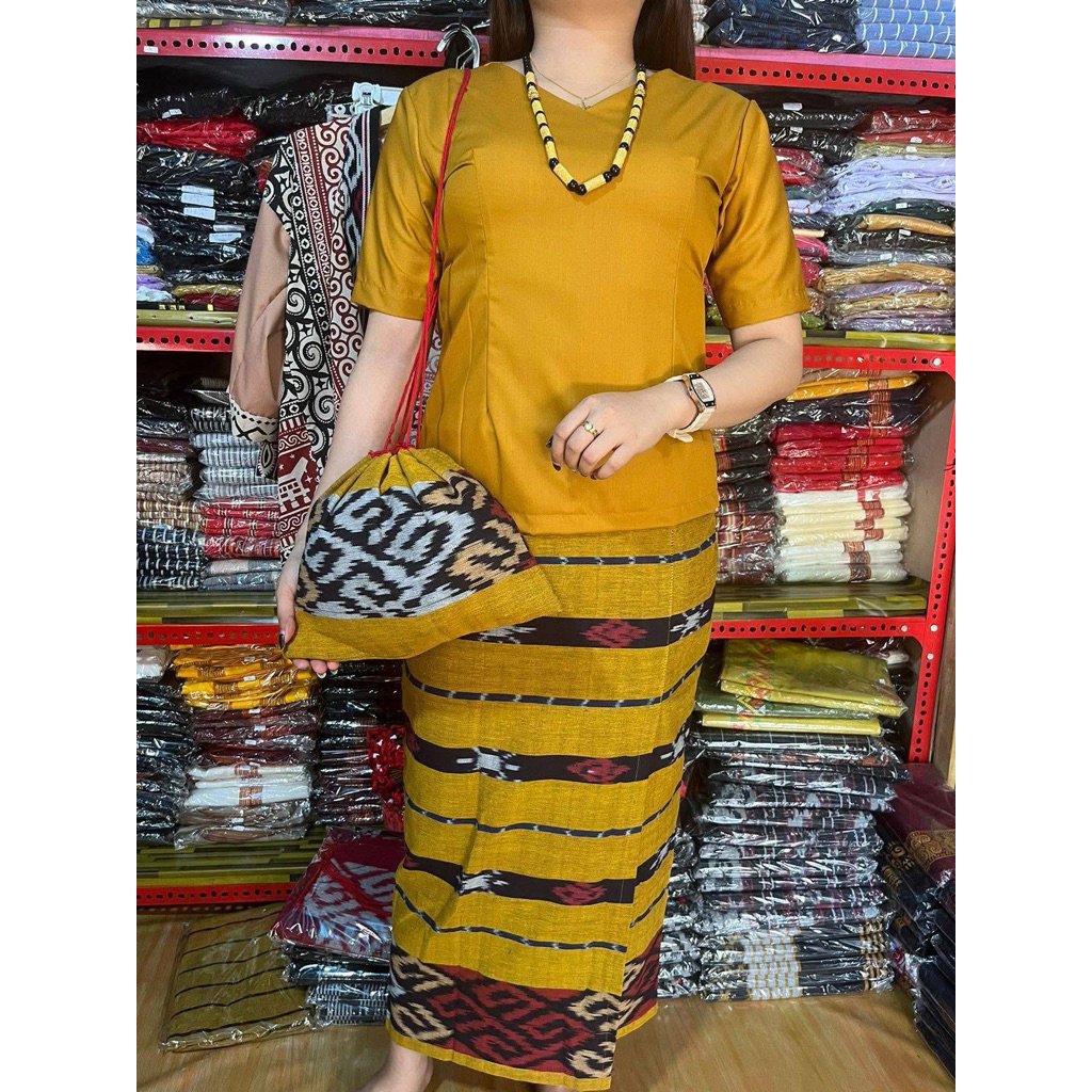 Jual SETELAN BAJU TENUN WANITA FREE TAS SEPU DAN SLENDANG | Shopee ...