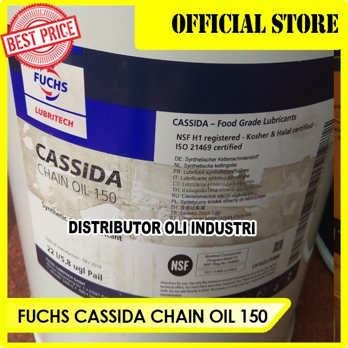 Jual FUCHS CASSIDA CHAIN OIL 150 ( 20 Liter - Ready Stock ) | Shopee ...