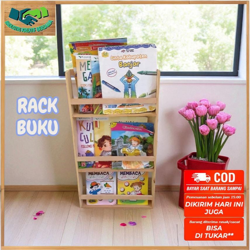 Jual Rak Buku Susun Rak Dinding Tempel Tempat Buku Rak Kayu Serbaguna ...