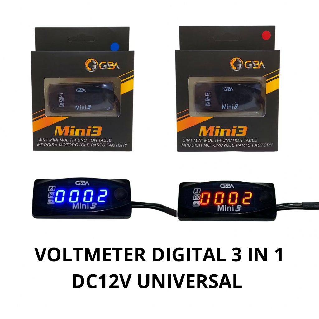 Jual Voltmeter GBA 3 In1 Volt Meter Aki,Suhu,Jam Digital Alat Pengukur ...
