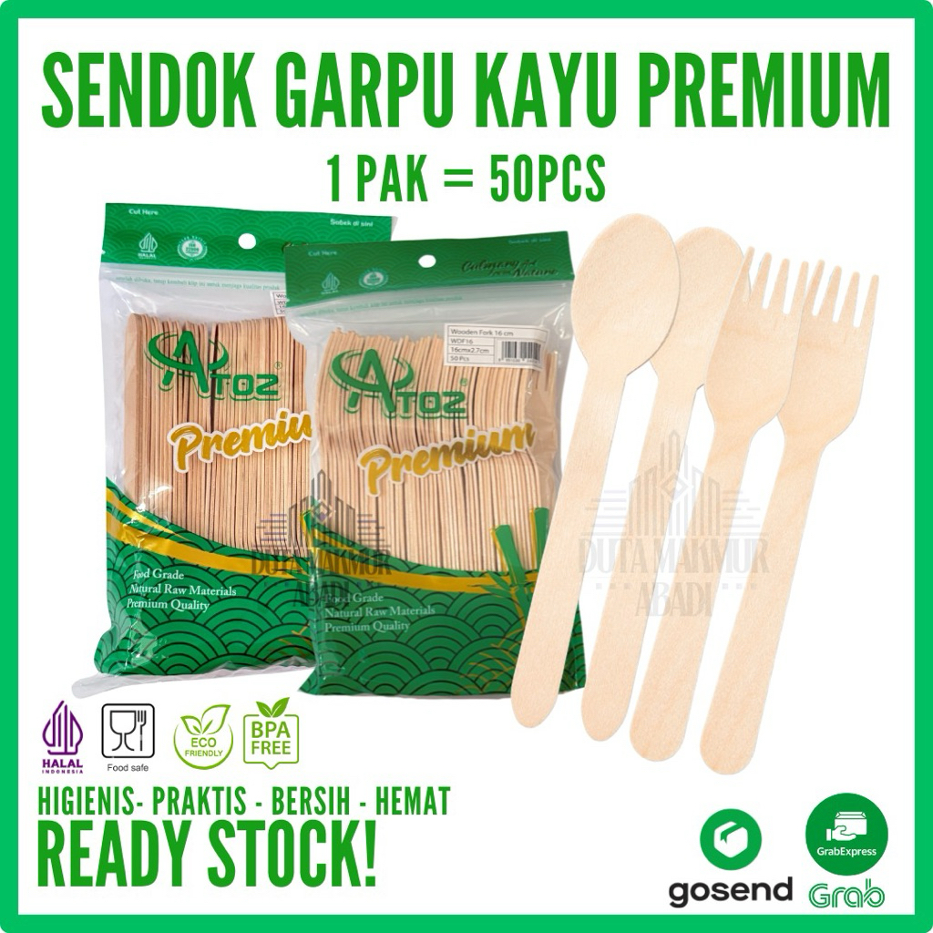 Jual Sendok Makan Kayu / Garpu Kayu 16cm Isi 50 Pcs Foodgrade / Sendok ...