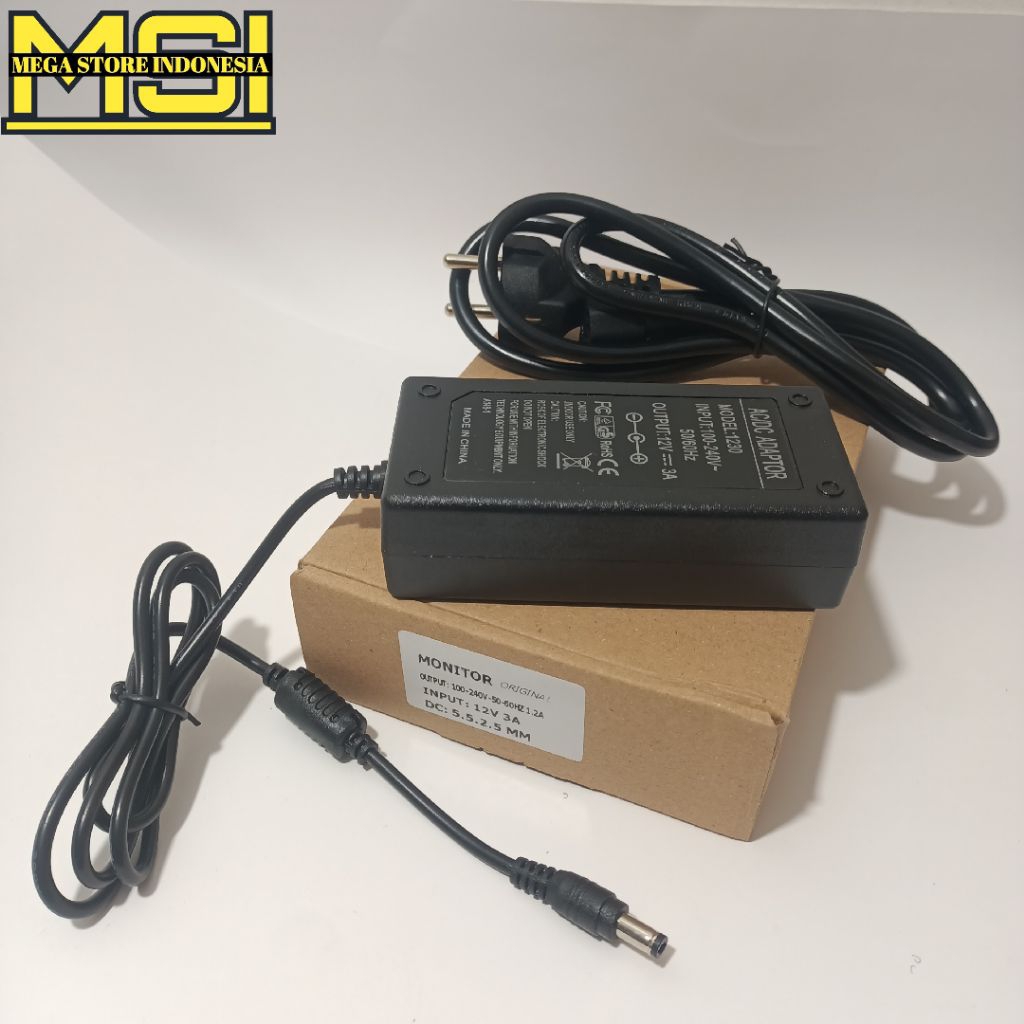 Jual Adaptor Monitor LED SPC SM 19D SM 24D 12V 3A Bonus Kabel Power ...